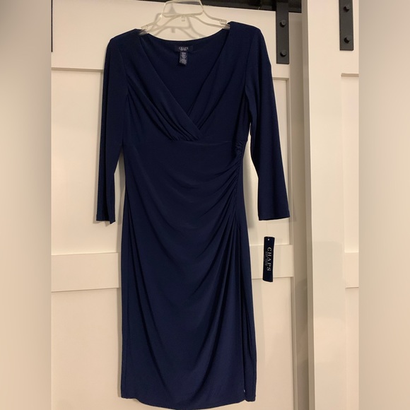 Chaps | Dresses | Chaps Navy Blue Front V Neckline | Poshmark